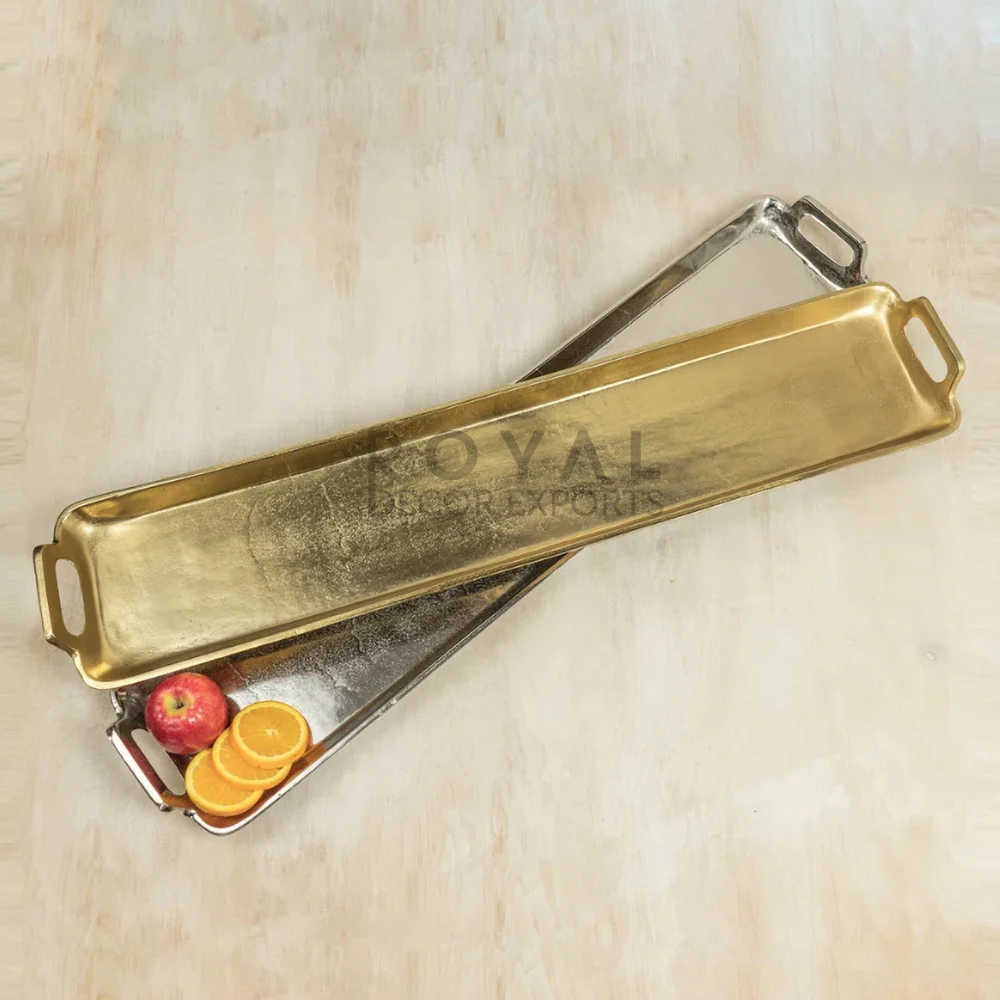 Wedding Decoration Gold Rectangular Serving Long Tray Chocolate Metal ...