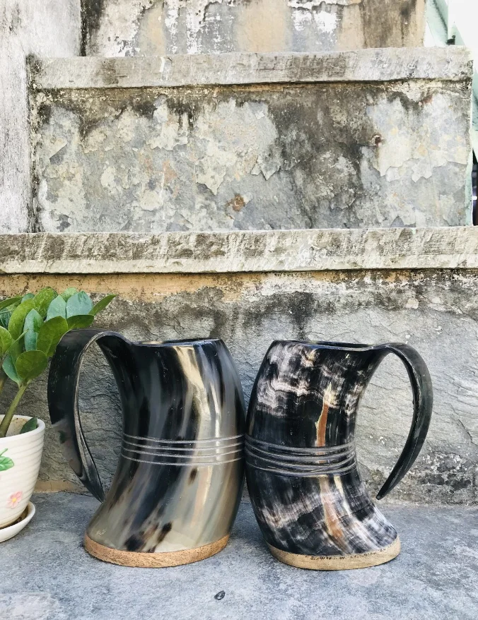 Natural Polished Handcrafted Viking Drinking Horn Beer Stein Drinking ...