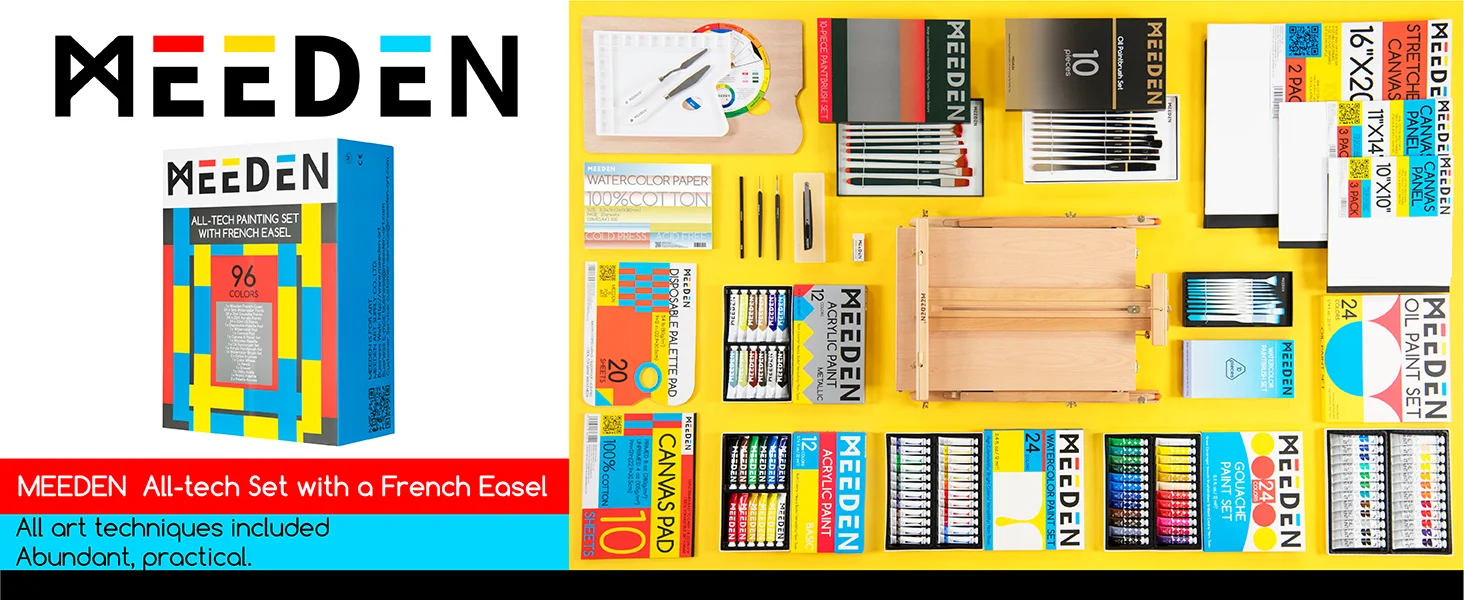 MEEDEN 147 Pcs Deluxe Art Painting Set with French Easel, Paint Tubes ...