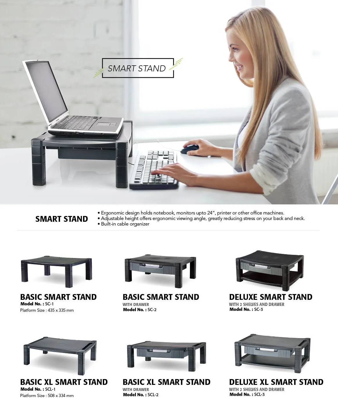 Adjustable Rectangle Platform Plastic Desk Riser For Printer Aidata ...