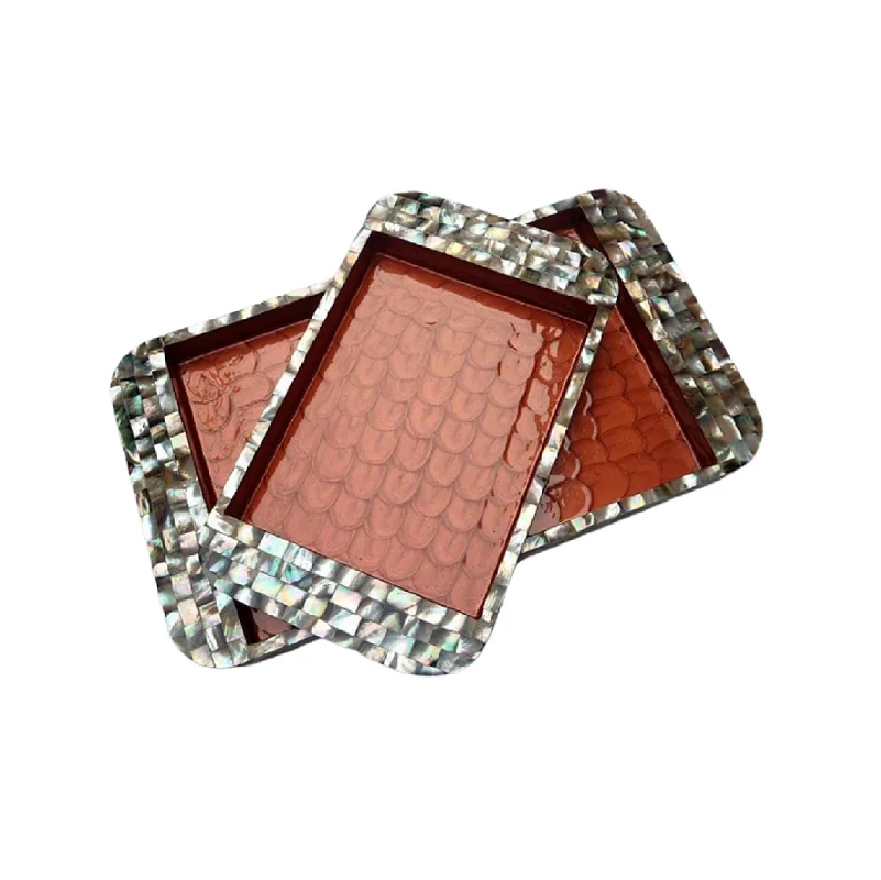 Newest Quality Wood Design Serving Tray Set Of Three Pieces Mother Of ...