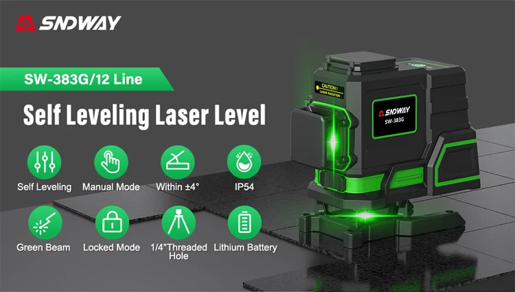 Sndway Level Laser 12 Lines 3d Self-leveling 360 Multi-functional Green ...