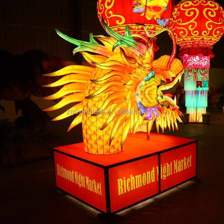 Large Glowing Lantern Sculptures Dragon Loong Head Chinese Lantern Displays As Store Signboard ...