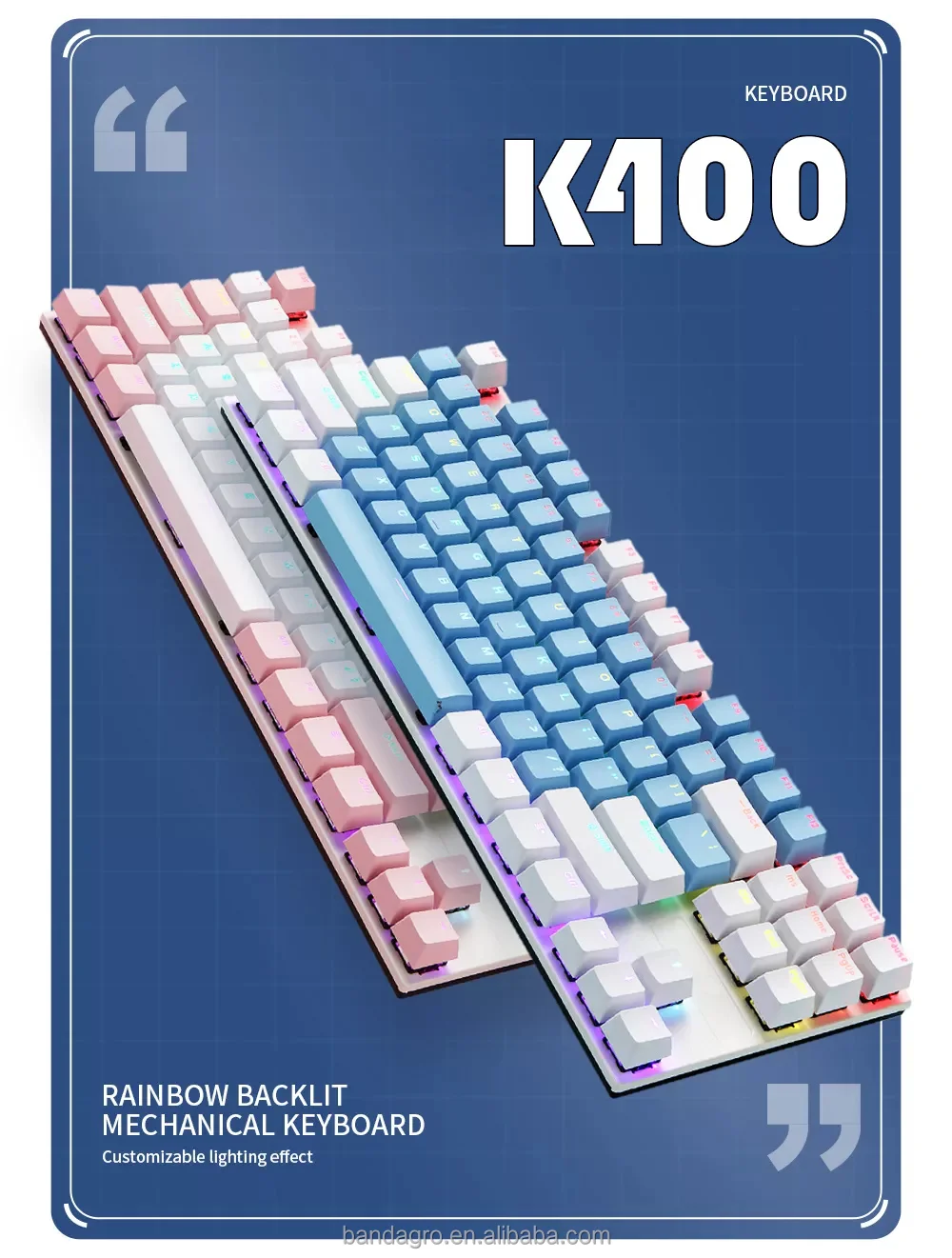 2022 Mechanical Double Color Keyboard - 87 Keys for Gaming