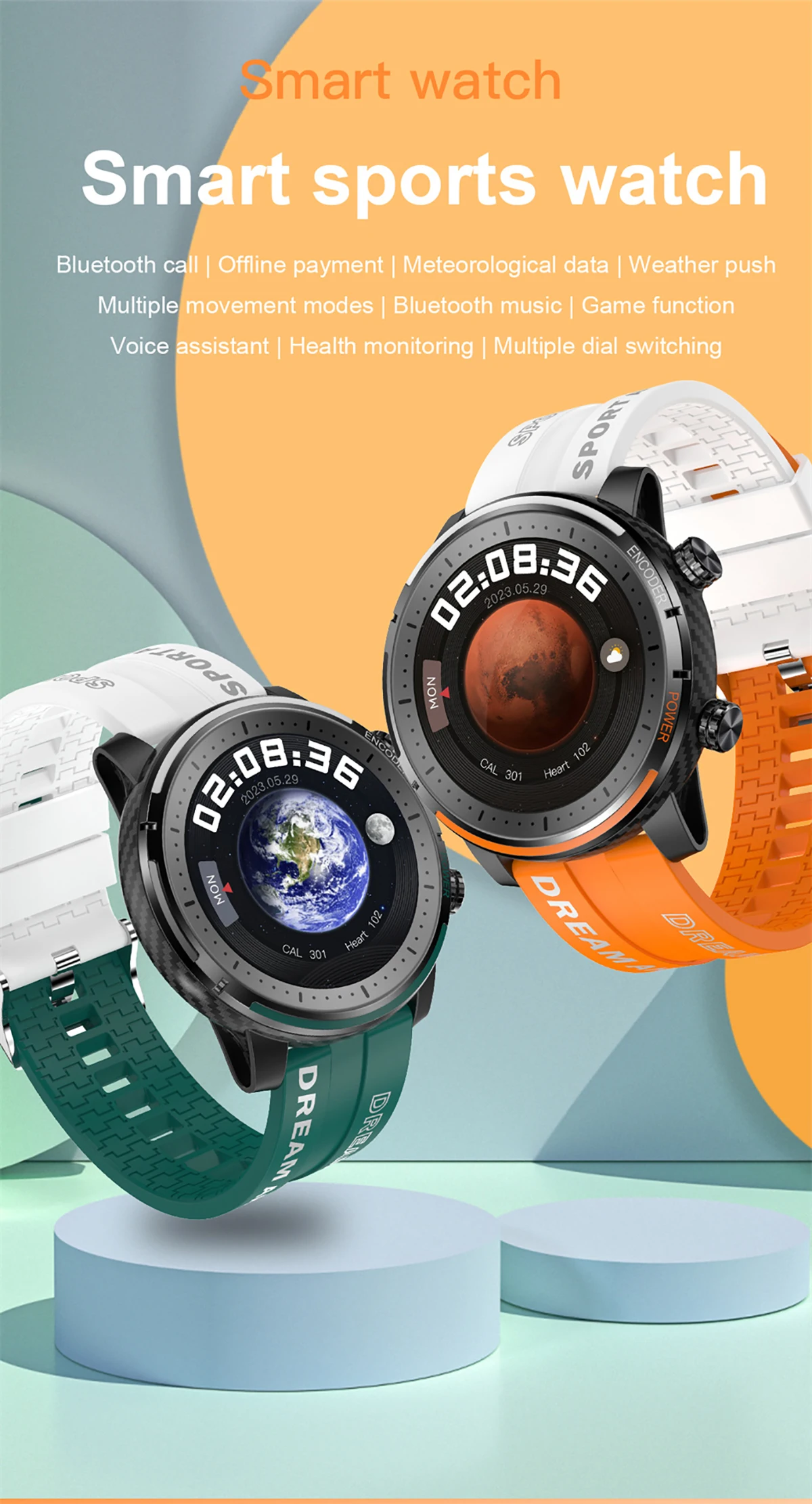 Non-invasive Blood Glucose Smart Watch Ecg+ppg Thermometer Health Qw66 ...