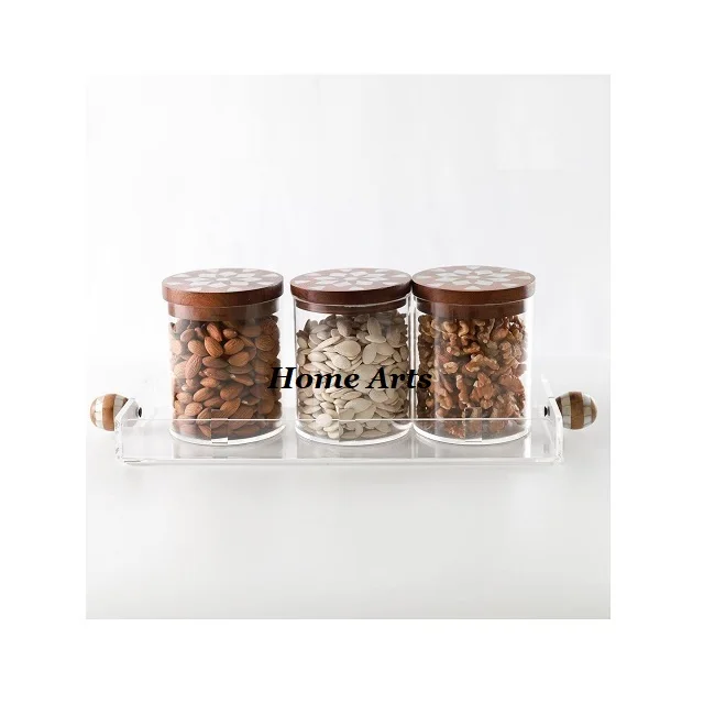 Standard Design Wooden Iron Mash Nut Server Set of 2 Round Shape Nut ...