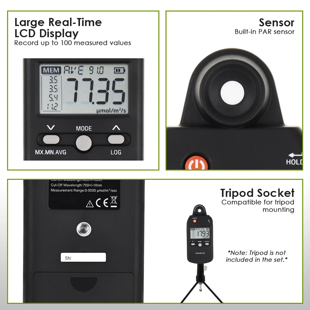 Factory Direct PPFD Digital PAR Meter Quantum Full Spectrum Light ...