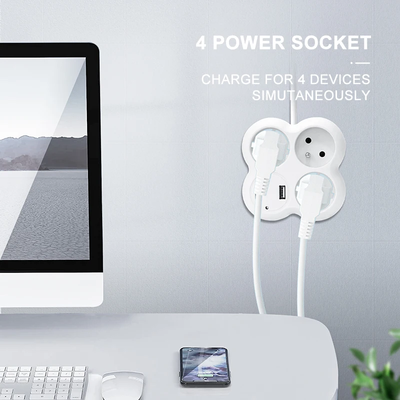 French Type Sockets Power Strip With USB With 3 Sockets Type Adapter ...