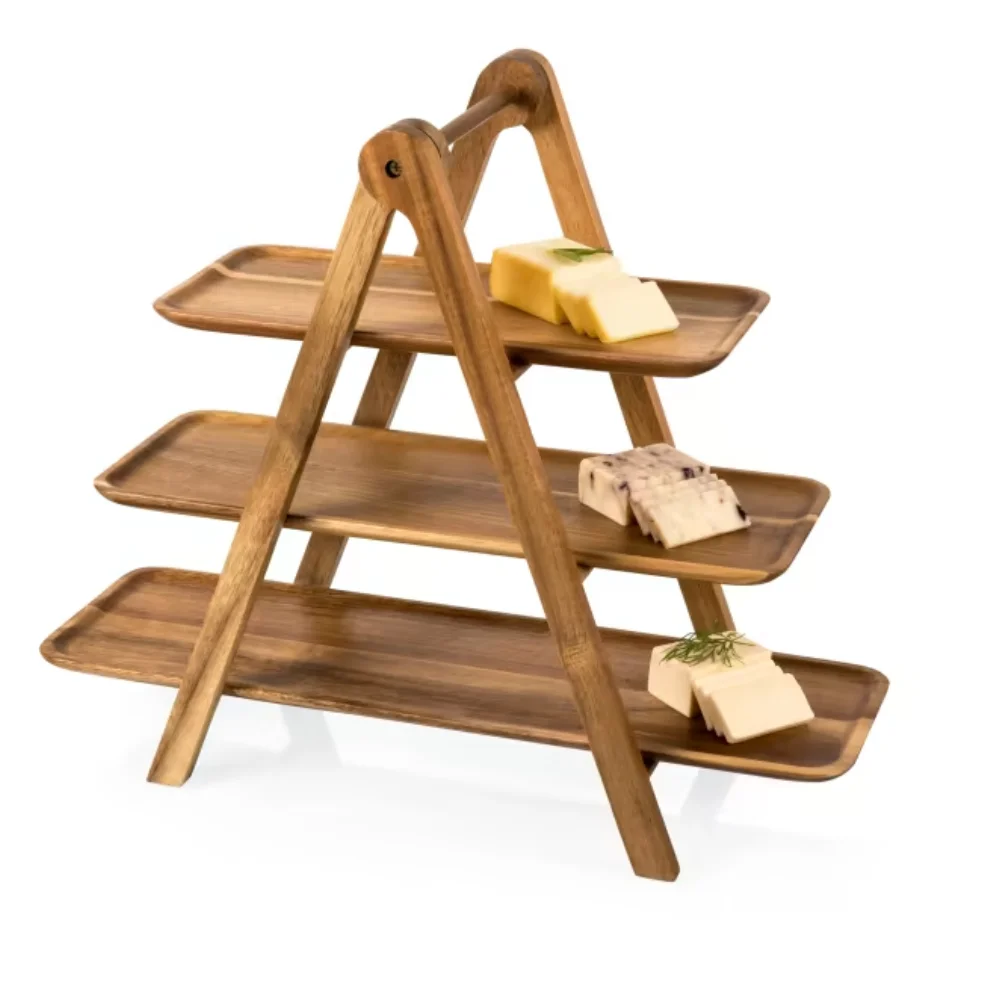 Manufacturing Crafted Acacia Wood 3-tier Serving Ladder Stand Buffet ...
