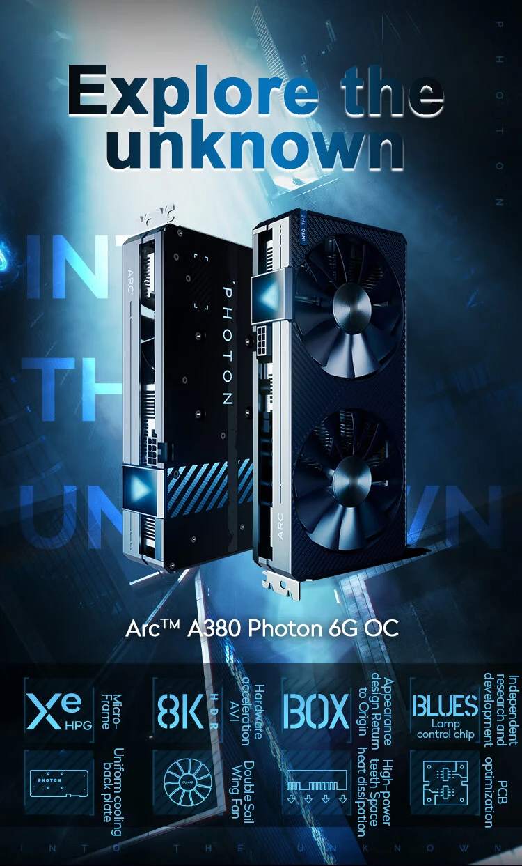 Intel Arc A380 GPU - 6GB GDDR6, 1085mhz, 2 Fans, 3years