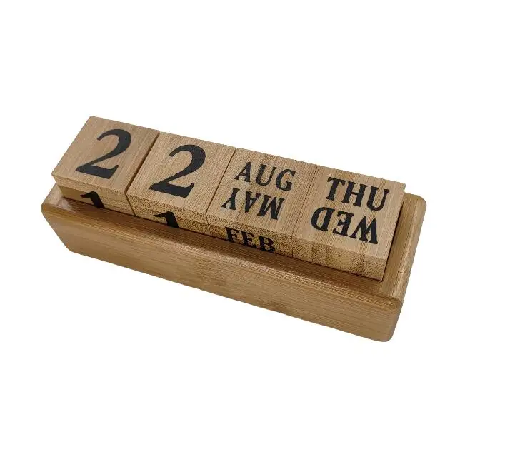 Bamboo Block Calendar For Desk,Classic Bamboo Desktop Calender Month ...