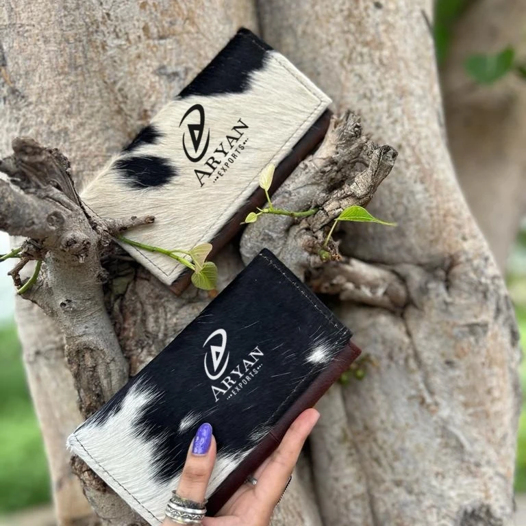 New Real Handmade Hair On Hide Wallets For Women Slim Wallet Bifold ...