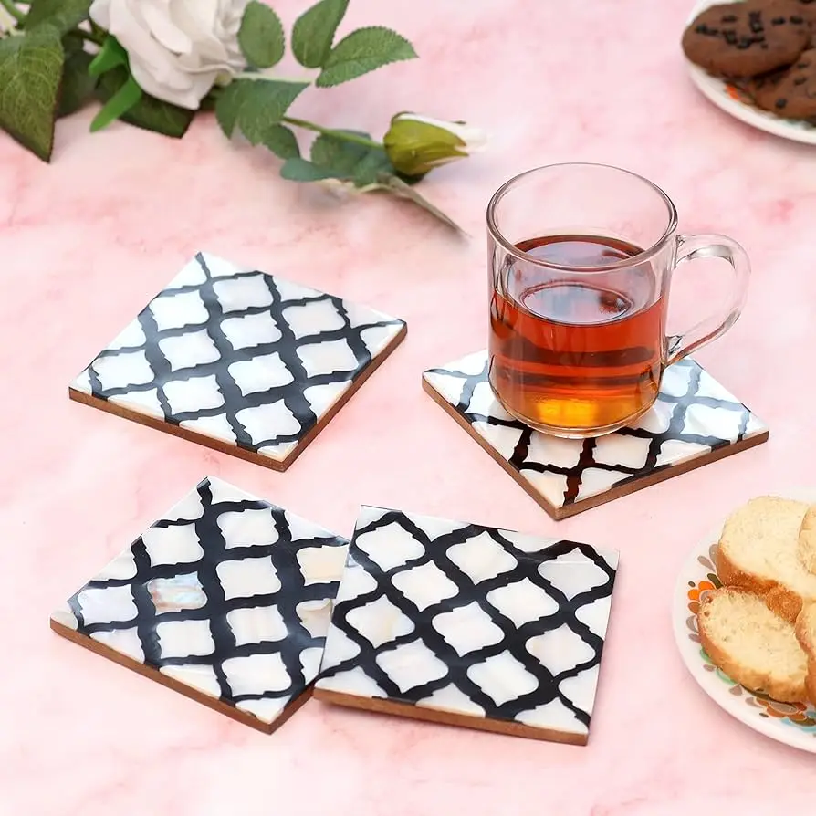 Premium Quality Bone Inlay Coaster Modern Crafts Tableware Bone And ...