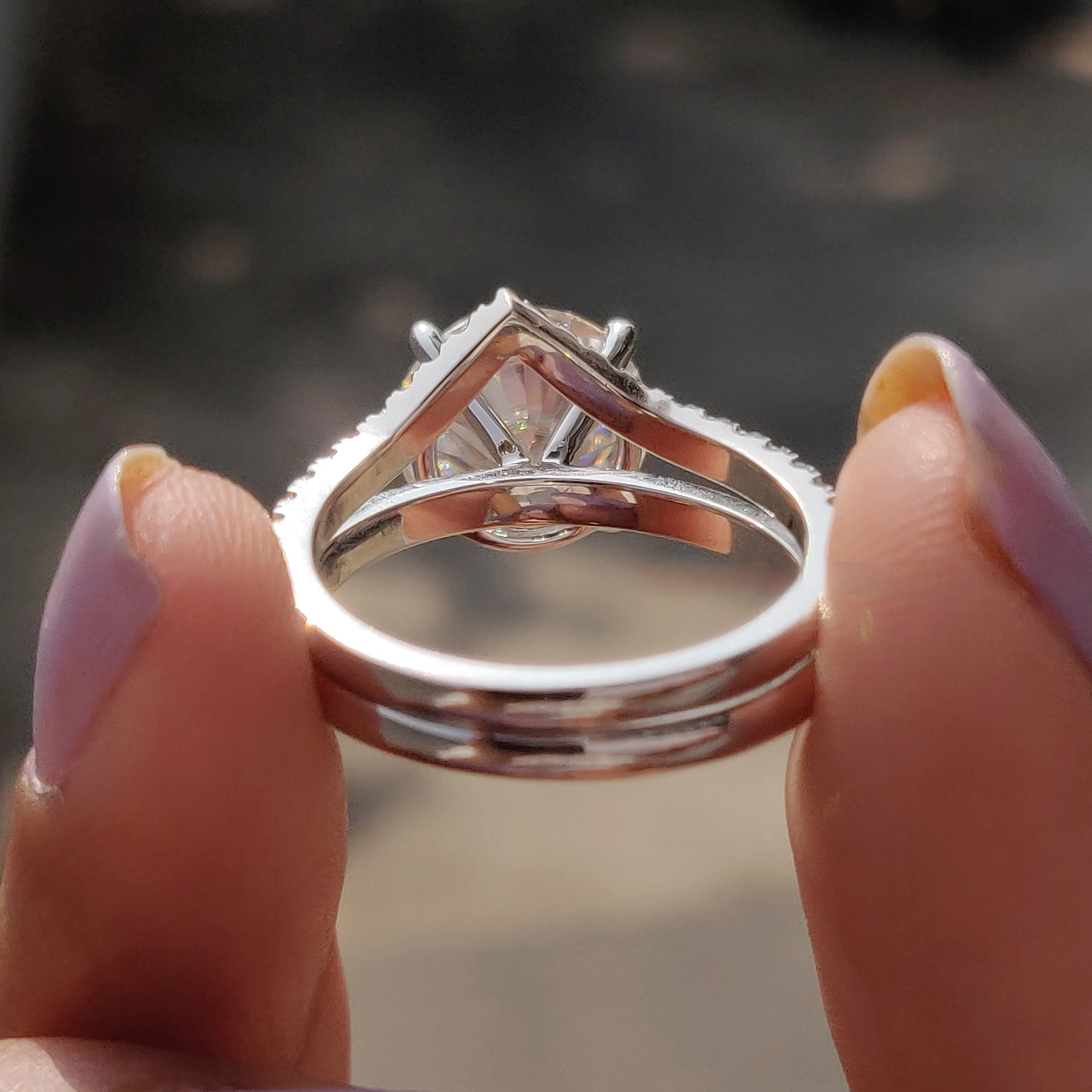 Fine Jewelry V Shape 18k Solid Gold Round Cut Vvs Vs Lab Grown Diamond ...