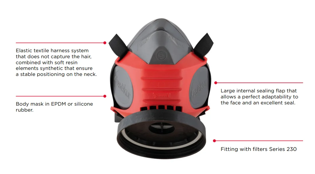 Sekur Half Mask Polimask 2000 Gamma In Silicone,Grey Color - Buy Marine ...