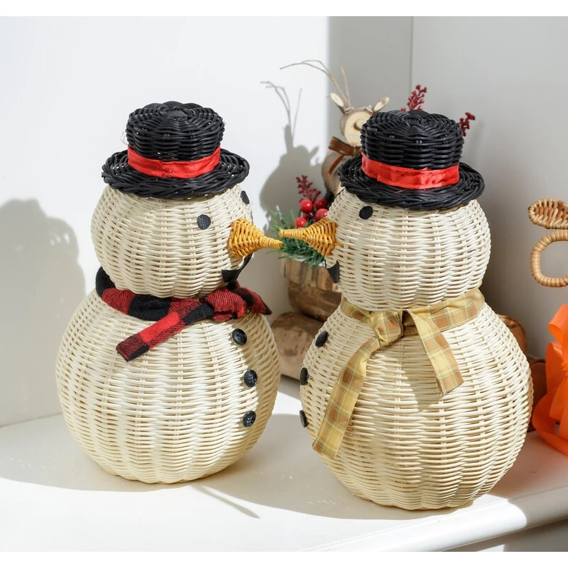 Eco-friendly Rattan Snowman Storage - Perfect for Christmas