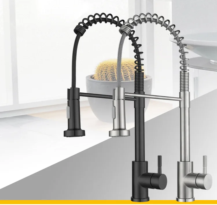 Commercial Pull Out Flexible Water Mixer 3 Way Pre Rinse Sink Taps Wall ...