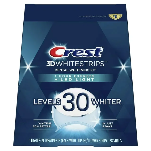 Crest 3dwhitestrips 1 Hour Express + Led Light Teeth Whitening Strip ...