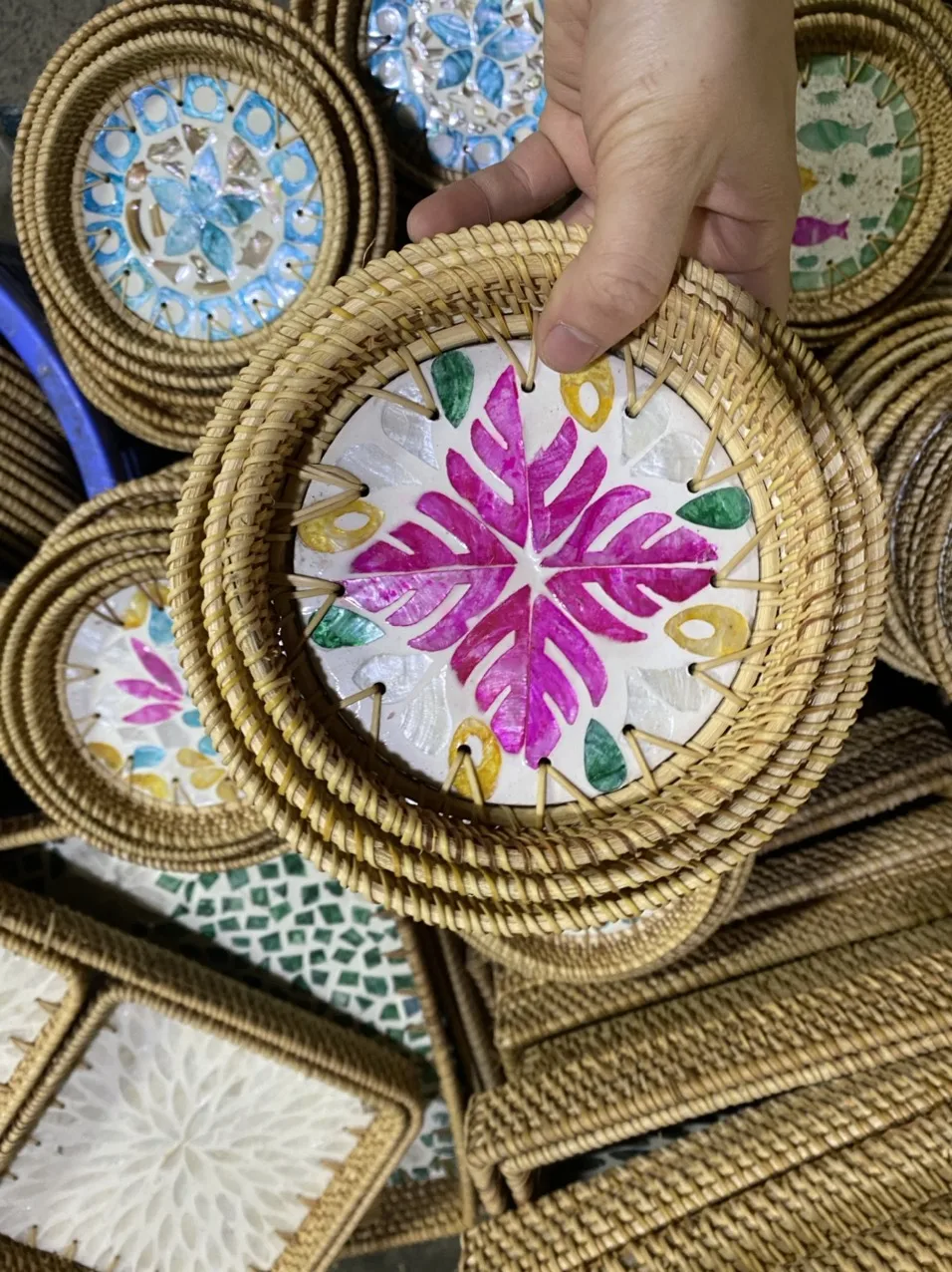 High Quality Handicrafts From Viet Nam Customized Set Of 3 Round Rattan ...