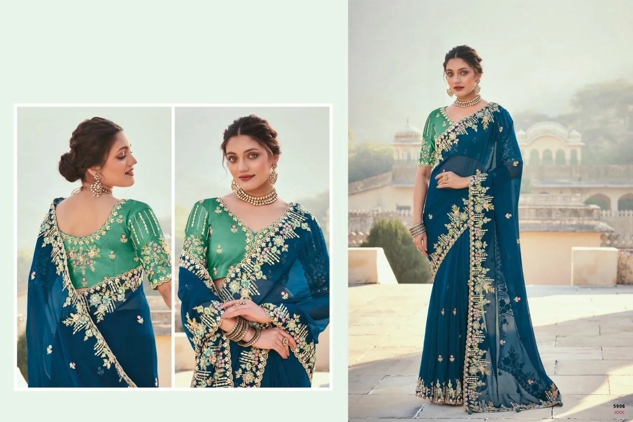 Heavy Butterfly Net With Sequence Work Heavytafeta Silk Double Sequence Thread Work Saree - Buy ...