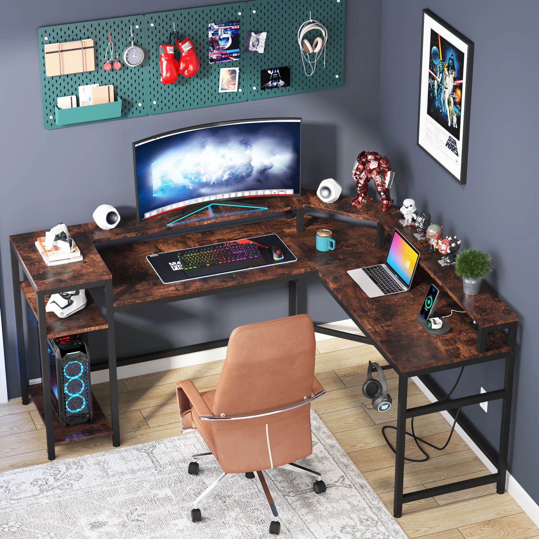 L-shaped Large Corner Desktop Computer Pc Big Workstation Gaming Desk ...