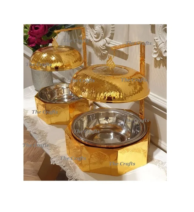 Floral Design Brass & Steel Hammered Chafing Dish With Oval Shape ...