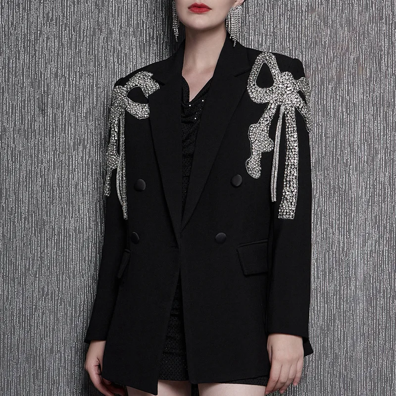 Customized Your Logo Women's Suits Blazer With Handmade Crystal ...