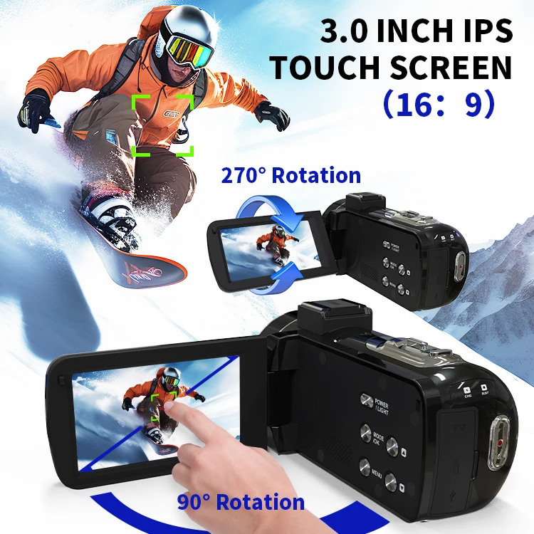 18X Digital Zoom Video Camcorder - 4K Camera with Touch Screen