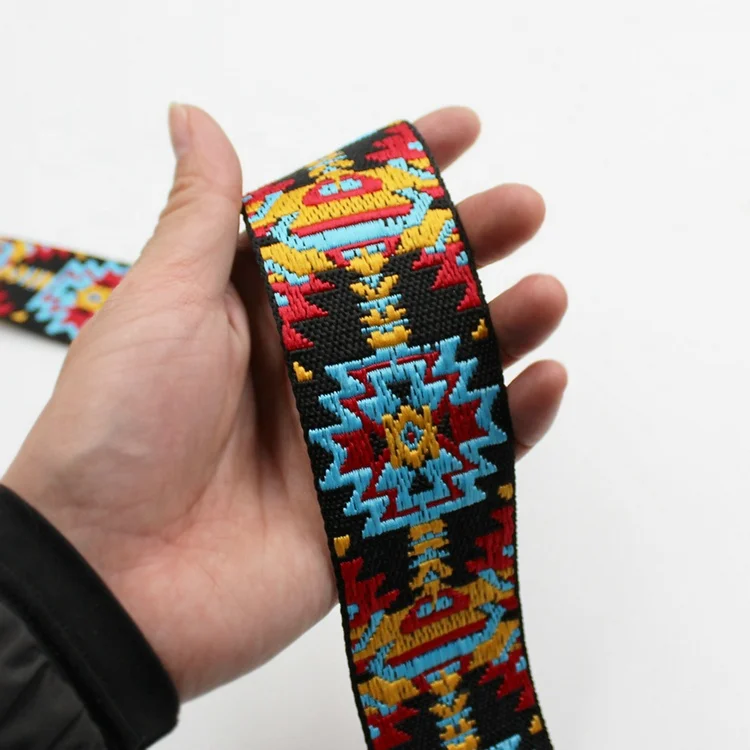 Custom 2 Inch Colored Ethnic Heavy Weight Jacquard Tape Tridal ...