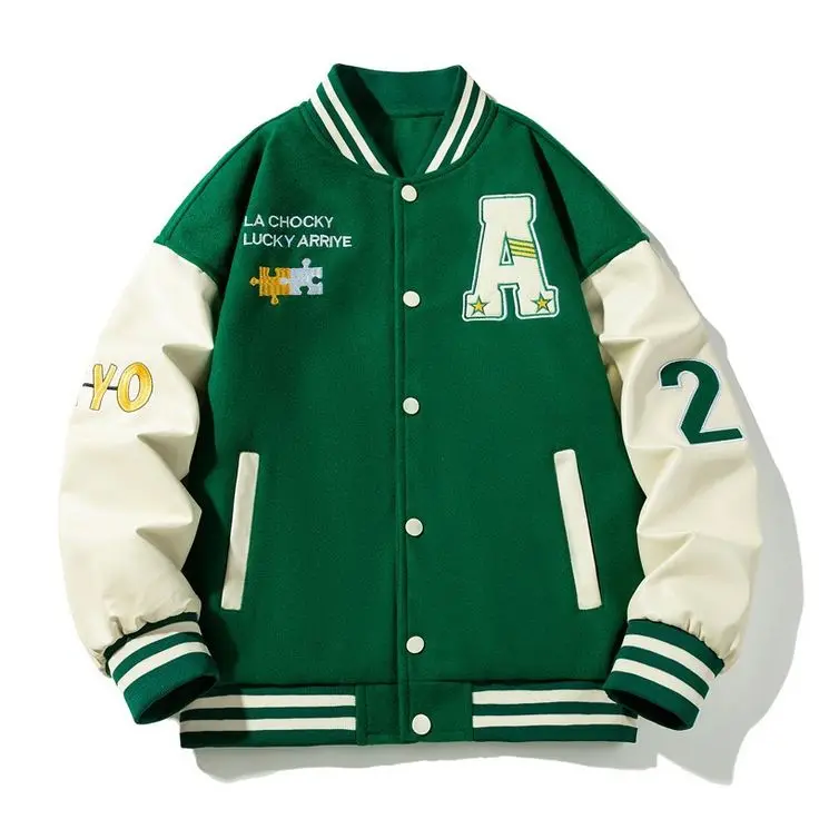 Customizable Men's Classic Style Varsity Fleece Jacket Streetwear Style ...
