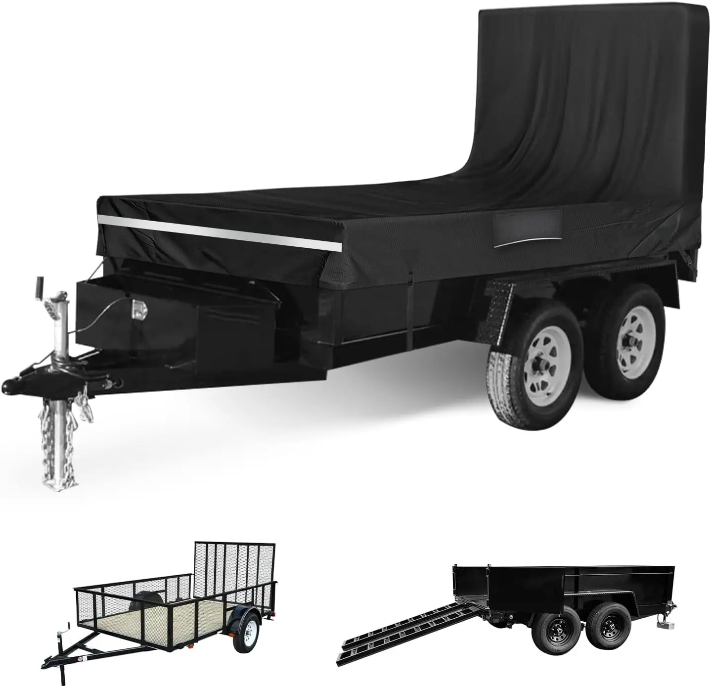 Trailer Cover With Rear Landscape/Ramp 600D Waterproof Windproof Heavy ...