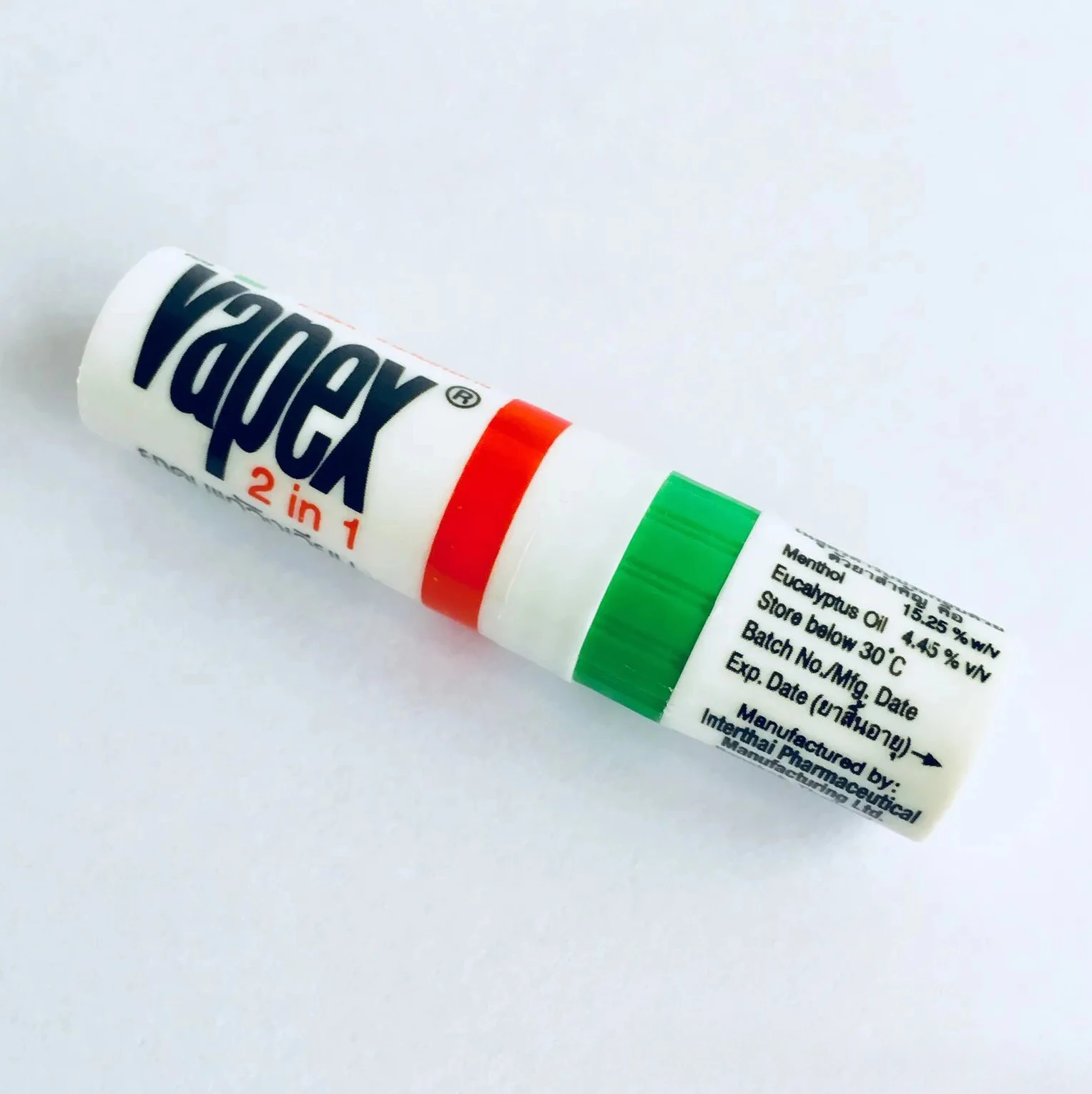 Vapex Nasal Inhaler 2 In 1 Menthol Relief Congestion Dizziness Cold Oil Herbal Aroma Relax Nasal ...