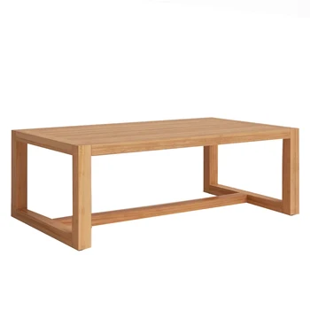 Teak Solid Wood Coffee Table With Rectangular Top Table And Rectangular Legs Angular Design ...