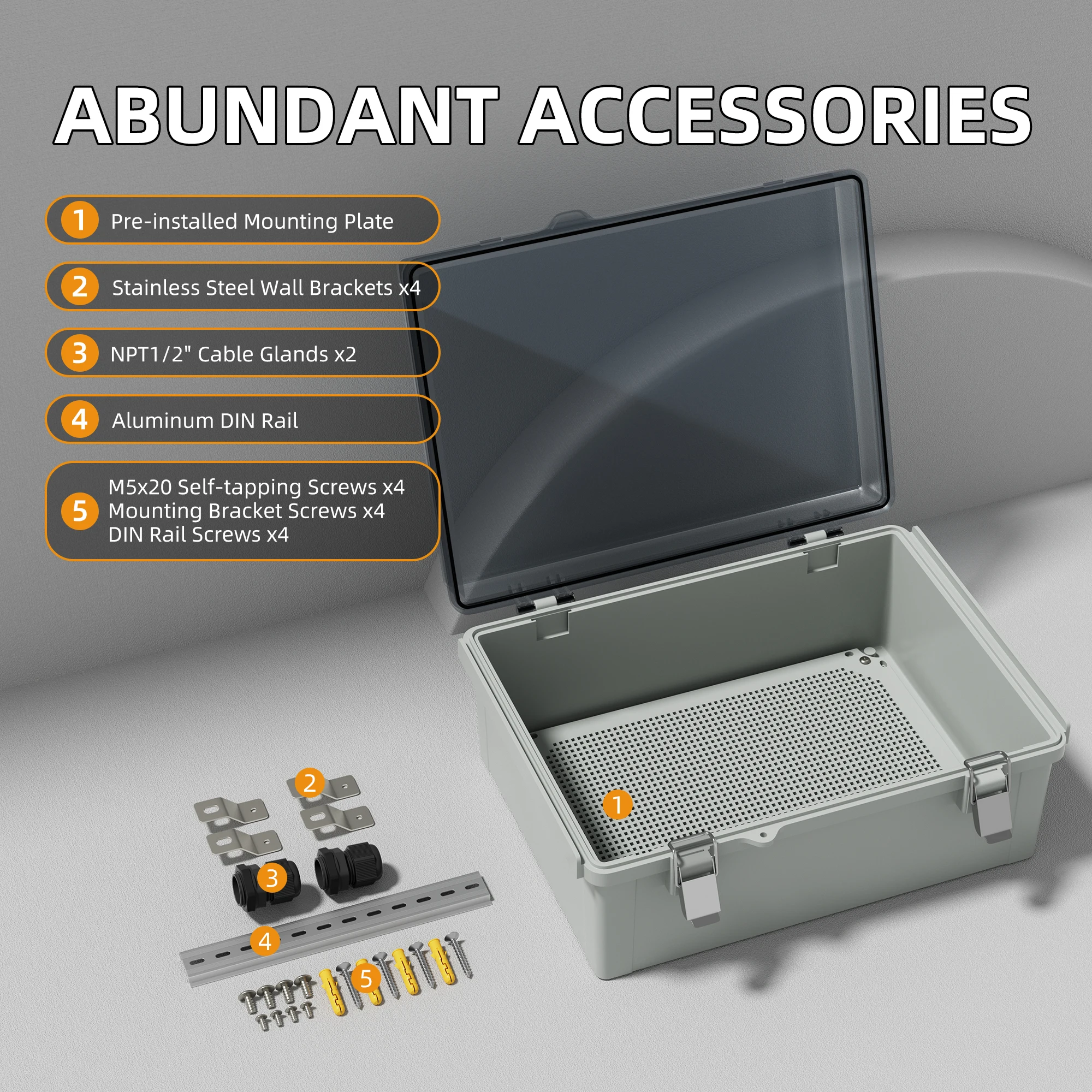 Clear Plastic Enclosure With Hinged Cover 210x160x100mm IP65 ABS