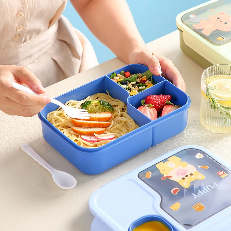 V88 3 Compartment Bento Box for Students Plastic Bento Lunch Box Food ...