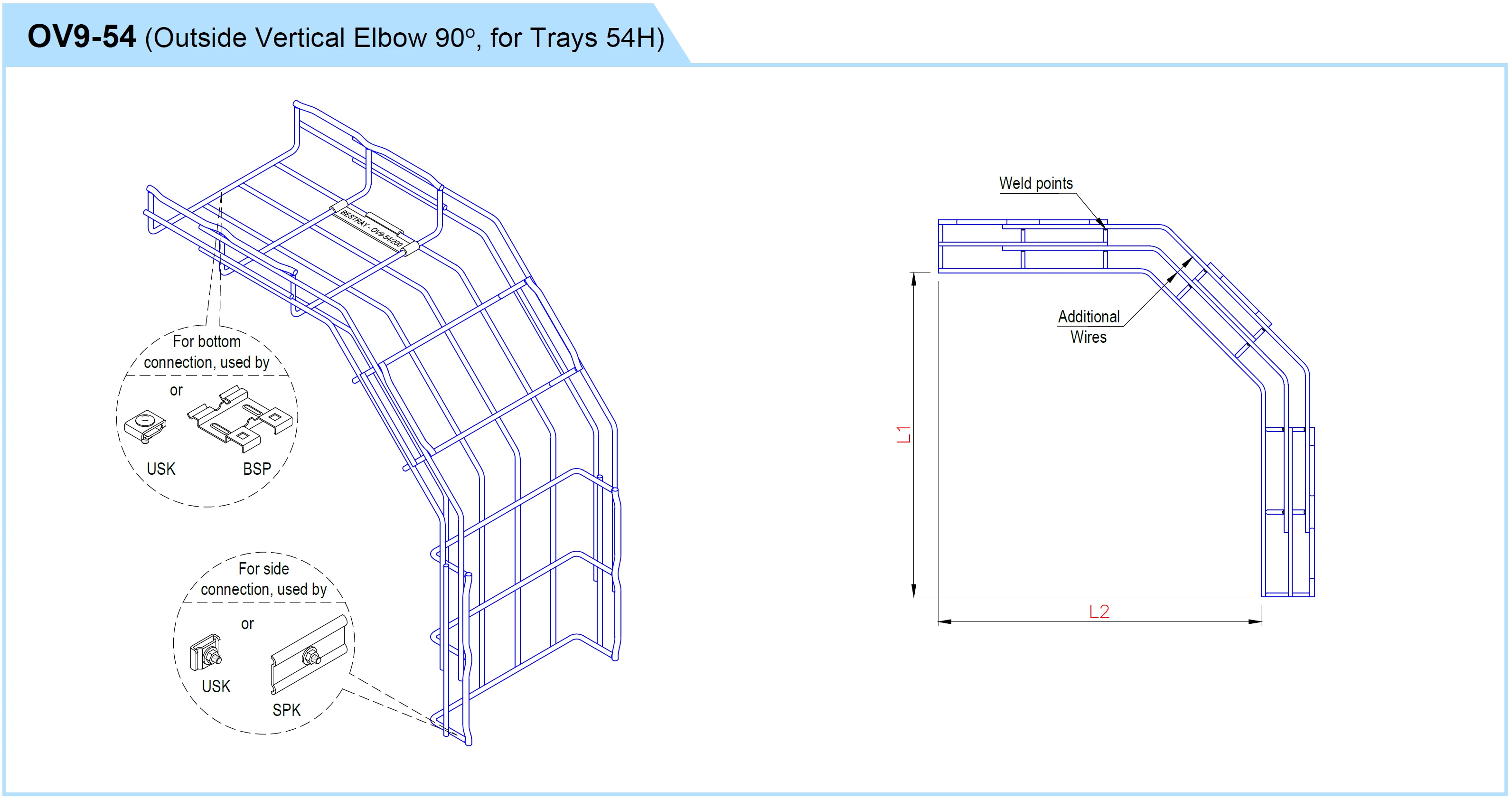 Cable Tray Outside Vertical Elbow 90 Degree Inox 304,Wire Mesh Cable ...
