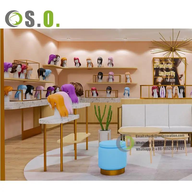 Wig Shop Furniture Display Cabinet For Hair Extension Salon Hair ...