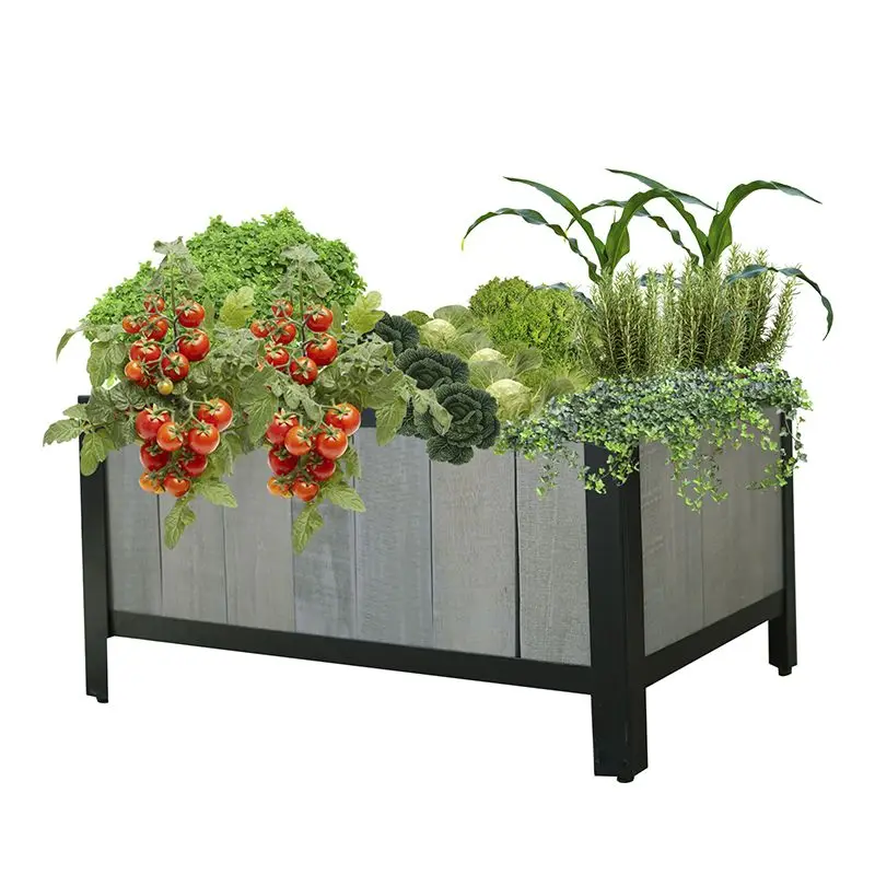 Rectangular Wood Planter Box With Powder-coated Steel Legs - Removable ...