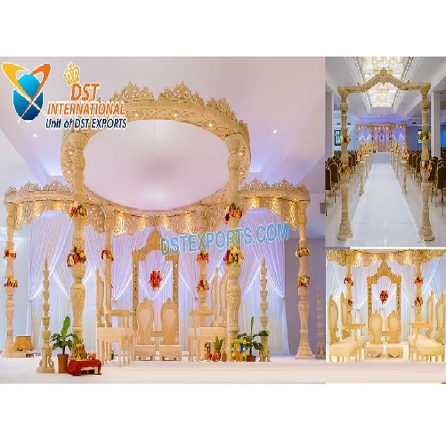 Royal Design Wooden Look Fiber Maharani Mandap South Indian Wedding Frp ...