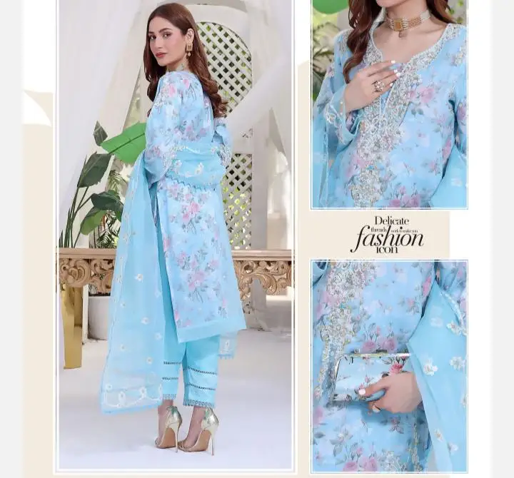 Trendyattire Pakistani Women's Clothing Party Wear Dresses With Organza ...
