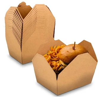 Kraft Brown Paper Meal Disposable Food Paper Box To Go Packaging Food ...