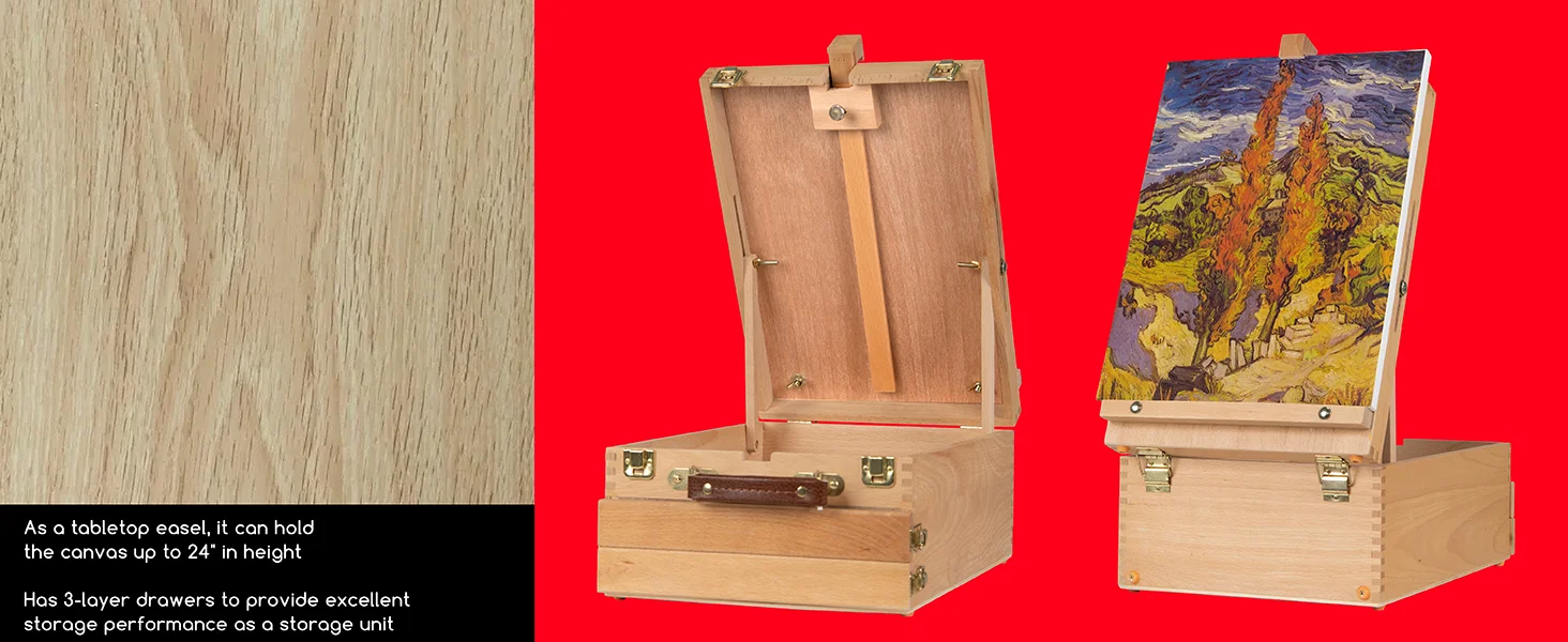 MEEDEN Acrylic Painting Set - 24 Colors in Solid Beech Wood Easel Box