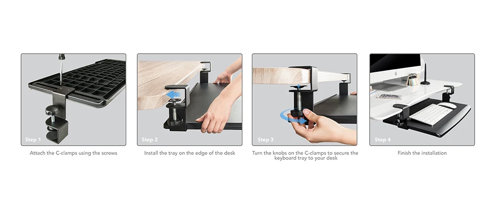 Clamp On Keyboard Tray Under Desk Drawer Slide Out Aidata - Buy Clamp ...
