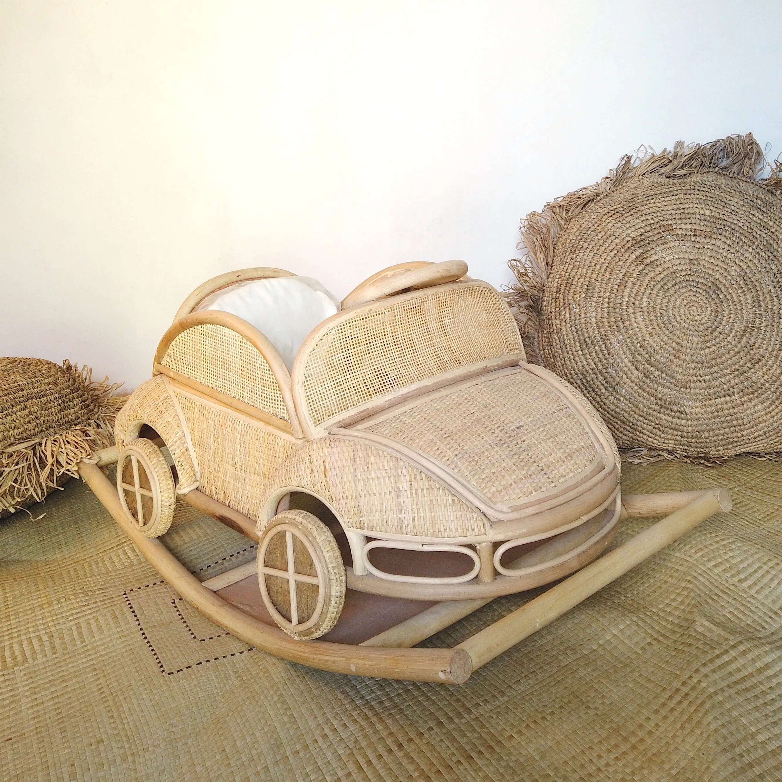 Eco Farmie Rattan Car Rocker - Unique Kids Ride on Toy