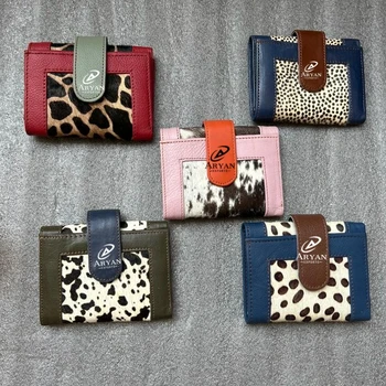 New Real Handmade Hair On Hide Animal Print Fur Leather Women Wallets ...