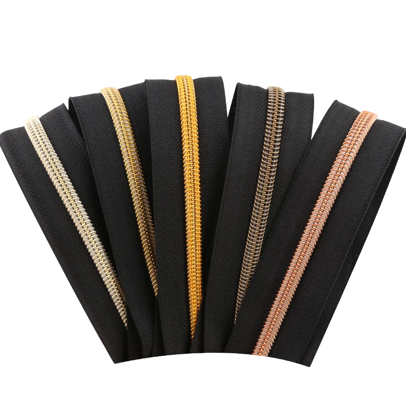 High Quality Long Chain Zipper #5 for Handbag Gold Teeth #3 Nylon ...