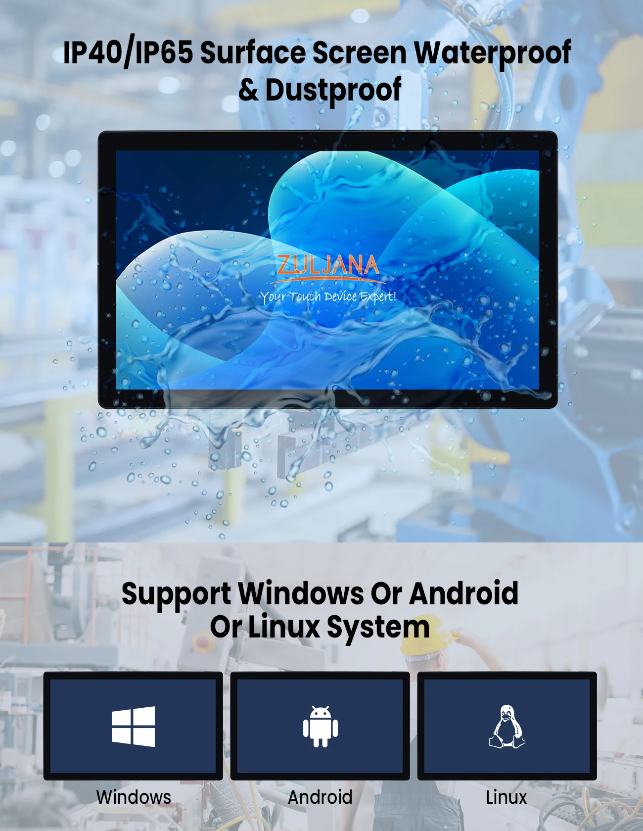 27" Industrial Touchscreen Monitor - High Resolution & Durability