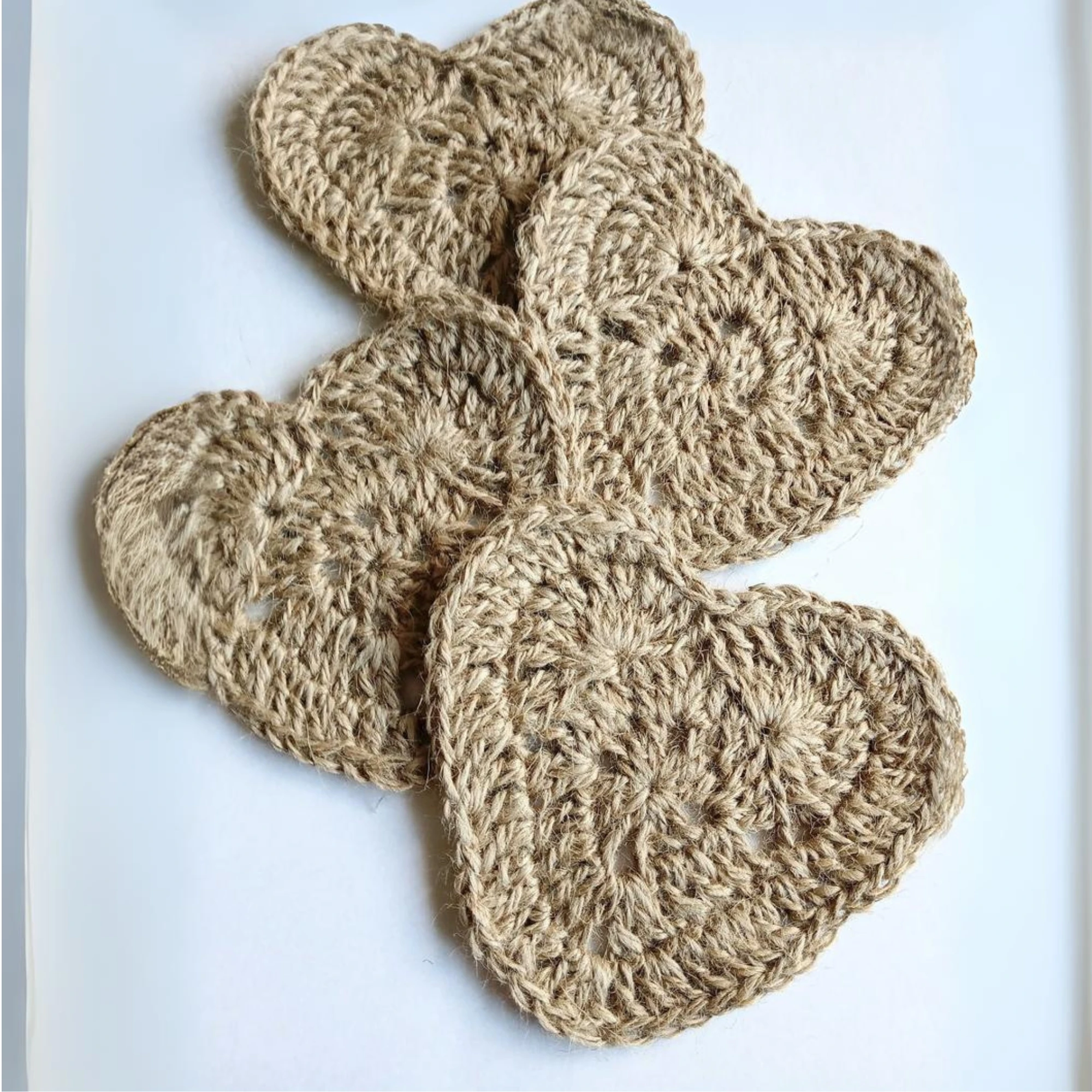 Tienphong 2024 Handwoven Crochet Jute Coasters,Jute Heart Coasters,Eco ...