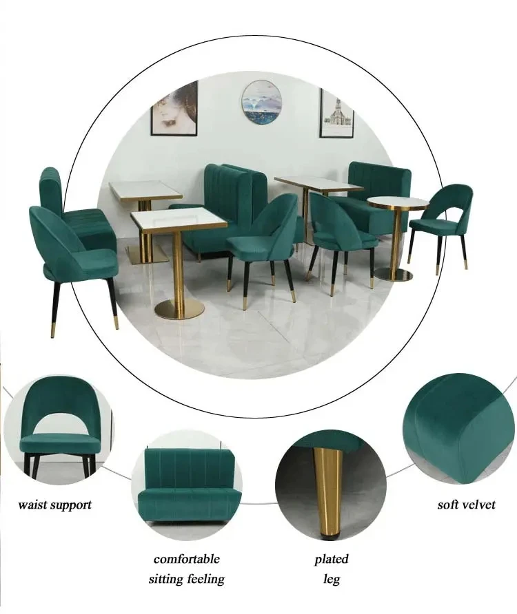 Modern Restaurant Bar Furniture Set Green Leather Velvet Booth Seats ...