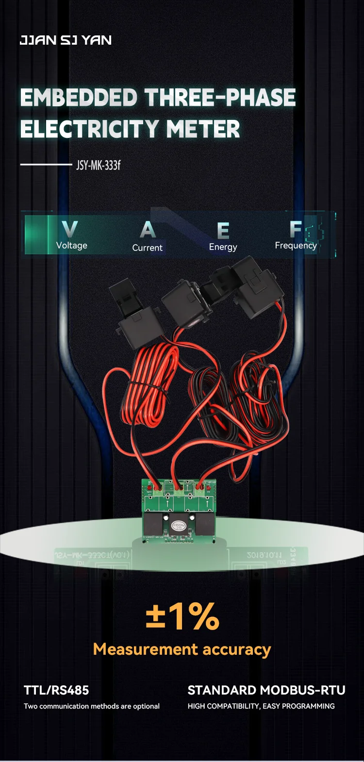 Ac Three Phase 100a Rs485 Ttl Modbus Smart Voltage Power Energy Meter ...